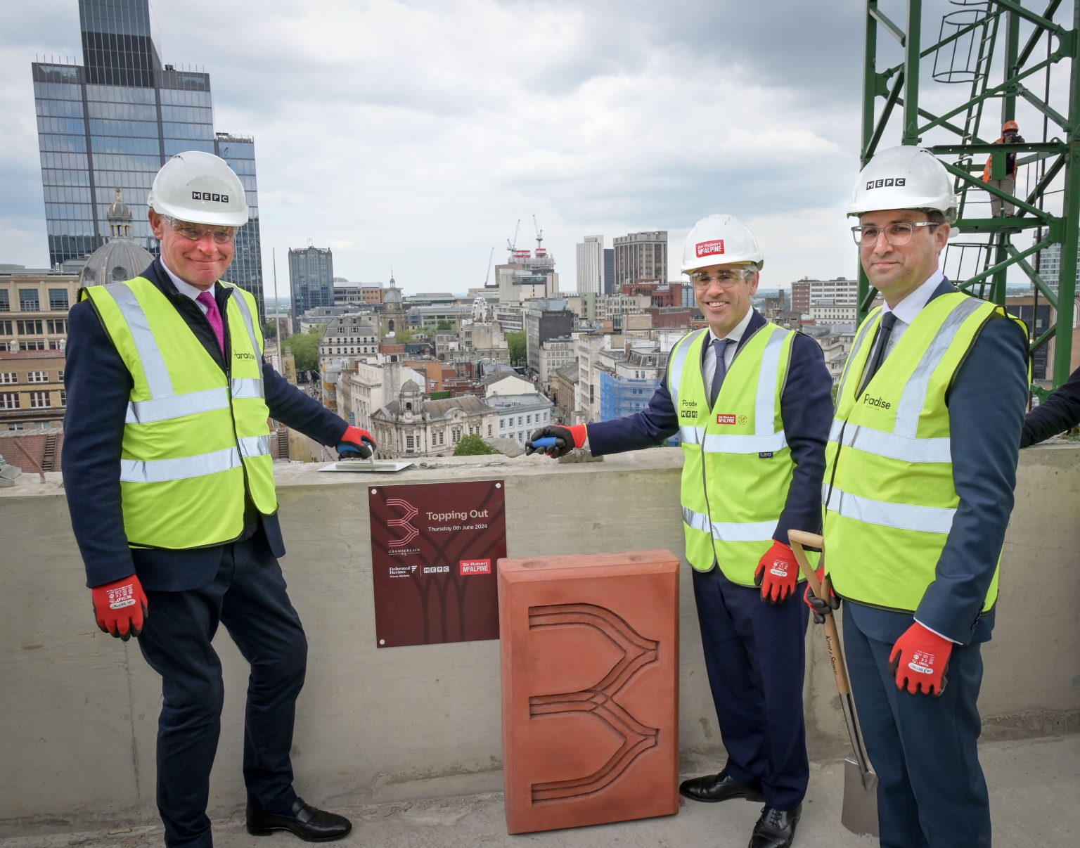 Topping out of Three Chamberlain Square - Paradise Birmingham
